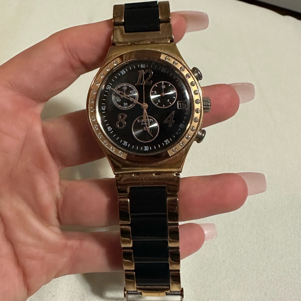 Swatch Black & Rose Gold Watch - Gem